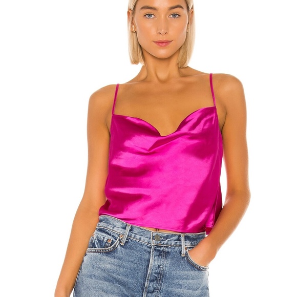 Lovers + Friends | Tops | Nwt Hot Pink Satin Cami Top Spaghetti Straps ...